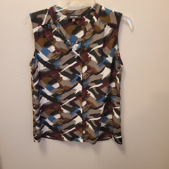 Nine West | Tops | Womens Nine West Sleeveless Top Blouse Size 6 Multi ...